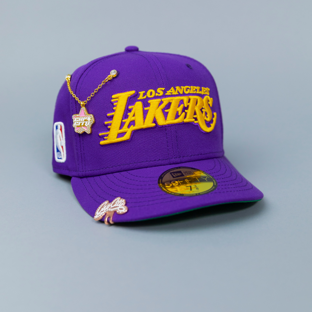 NEW ERA EXCLUSIVE 59FIFTY PURPLE LOS ANGELES LAKERS SCRIPT W/ NBA LOGO