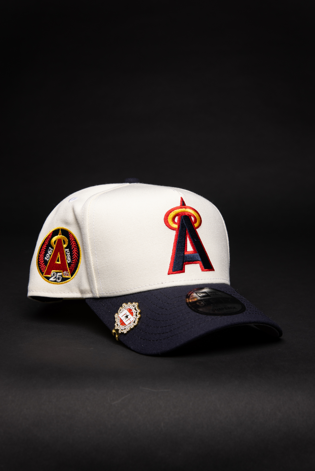 NEW ERA 9FIFTY A-FRAME CHROME/ NAVY ANAHEIM ANGELS SNAPBACK W/ 25TH AN