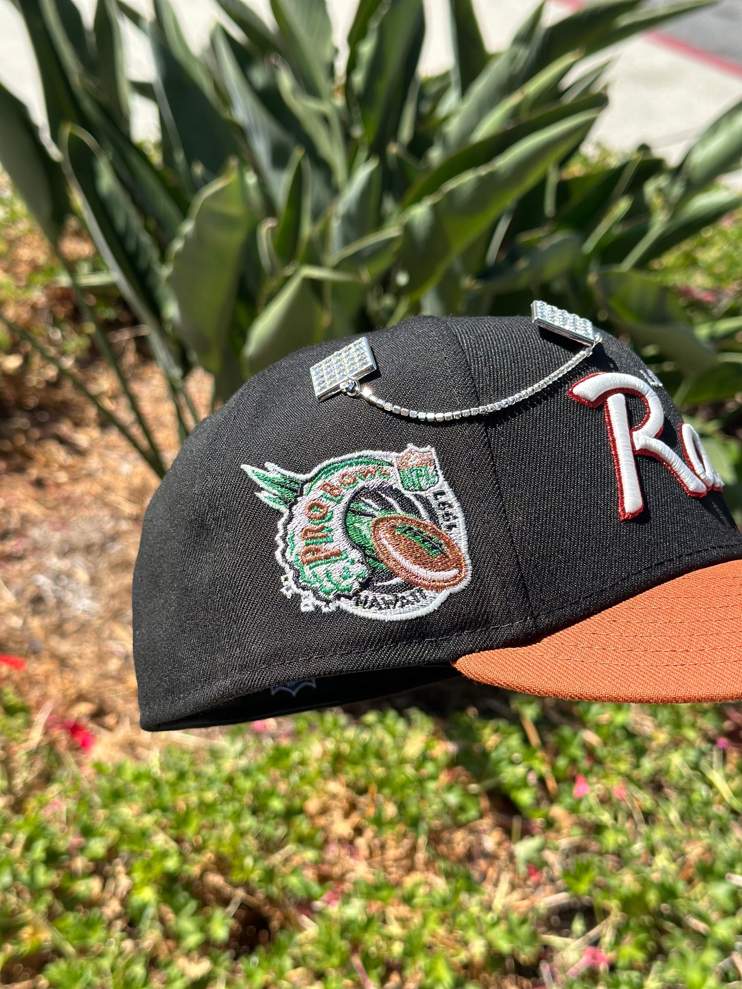 NEW ERA EXCLUSIVE 59FIFTY BLACK/RUST LOS ANGELES RAMS SCRIPT W/ NFL LO