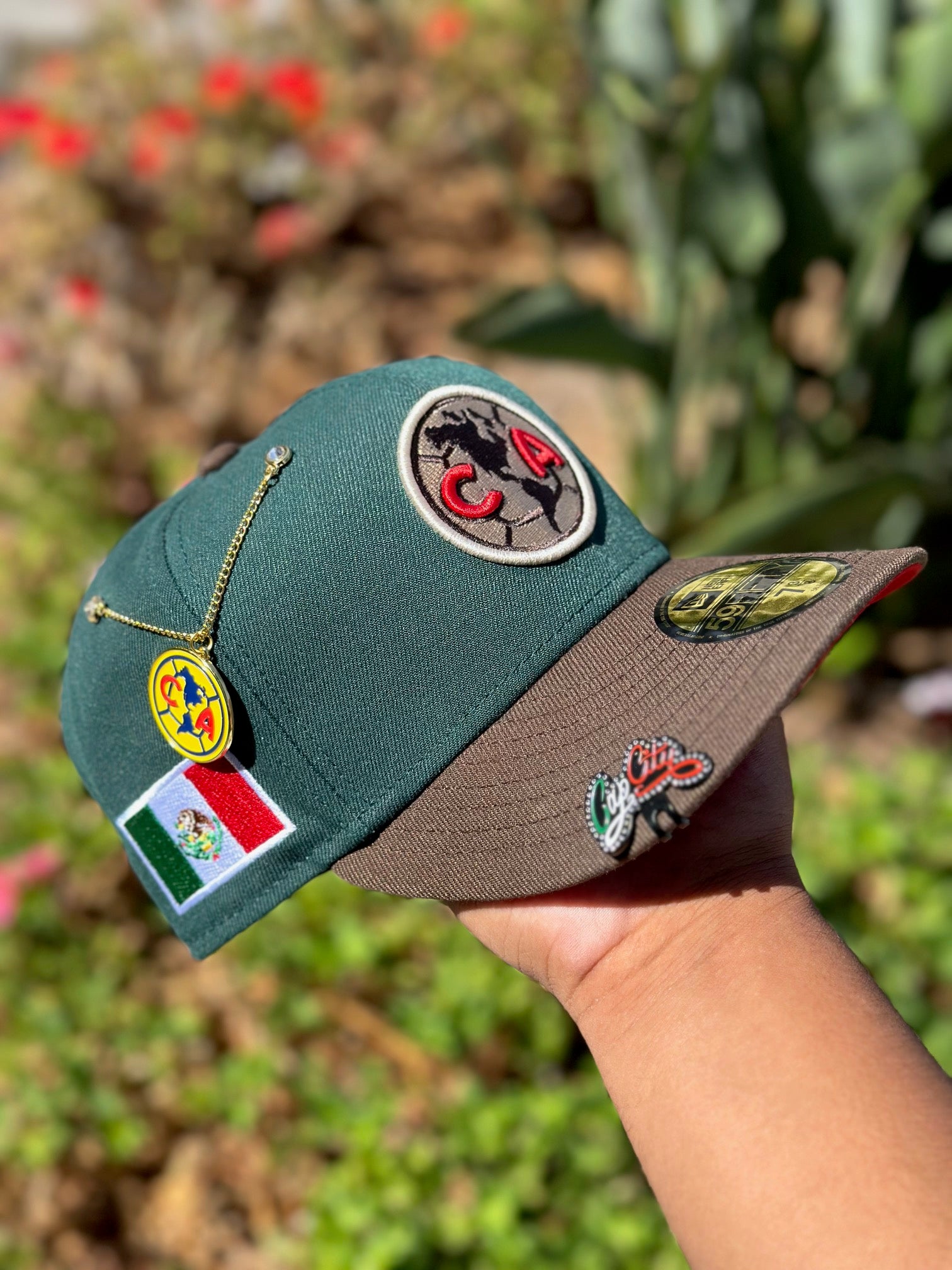 NEW ERA EXCLUSIVE 59FIFTY EMERALD GREEN/WALNUT"CLUB AMERICA" W/ MEXICO