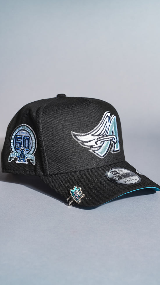 NEW ERA 9FIFTY A-FRAME BLACK ANAHEIM ANGELS SNAPBACK W/ 50TH ANNIVERSA