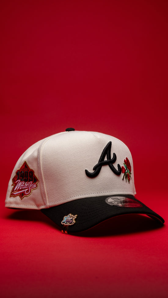 NEW ERA 9FIFTY A-FRAME CHROME/BLACK ATLANTA BRAVES SNAPBACK W/ RED ROS