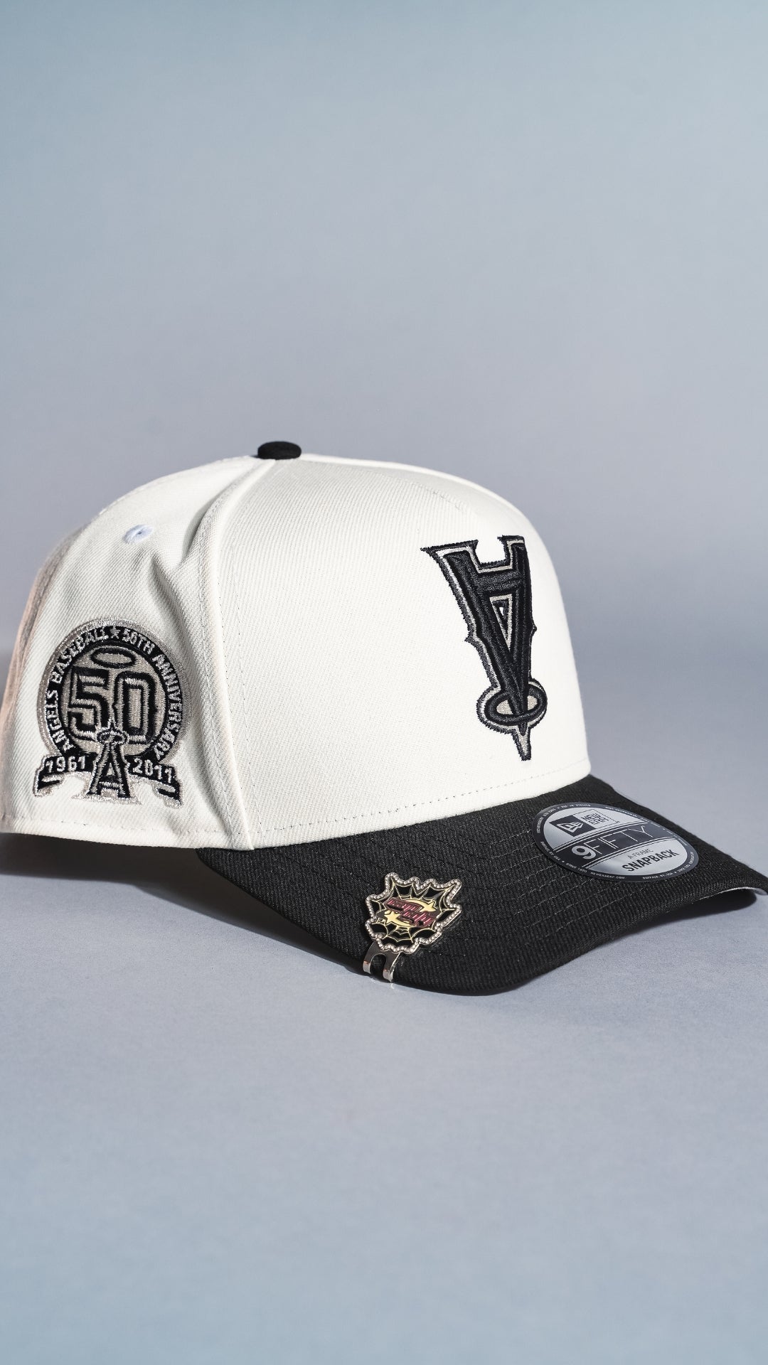 NEW ERA 9FIFTY A-FRAME CHROME/BLACK UPSIDE DOWN ANAHEIM ANGELS SNAPBAC
